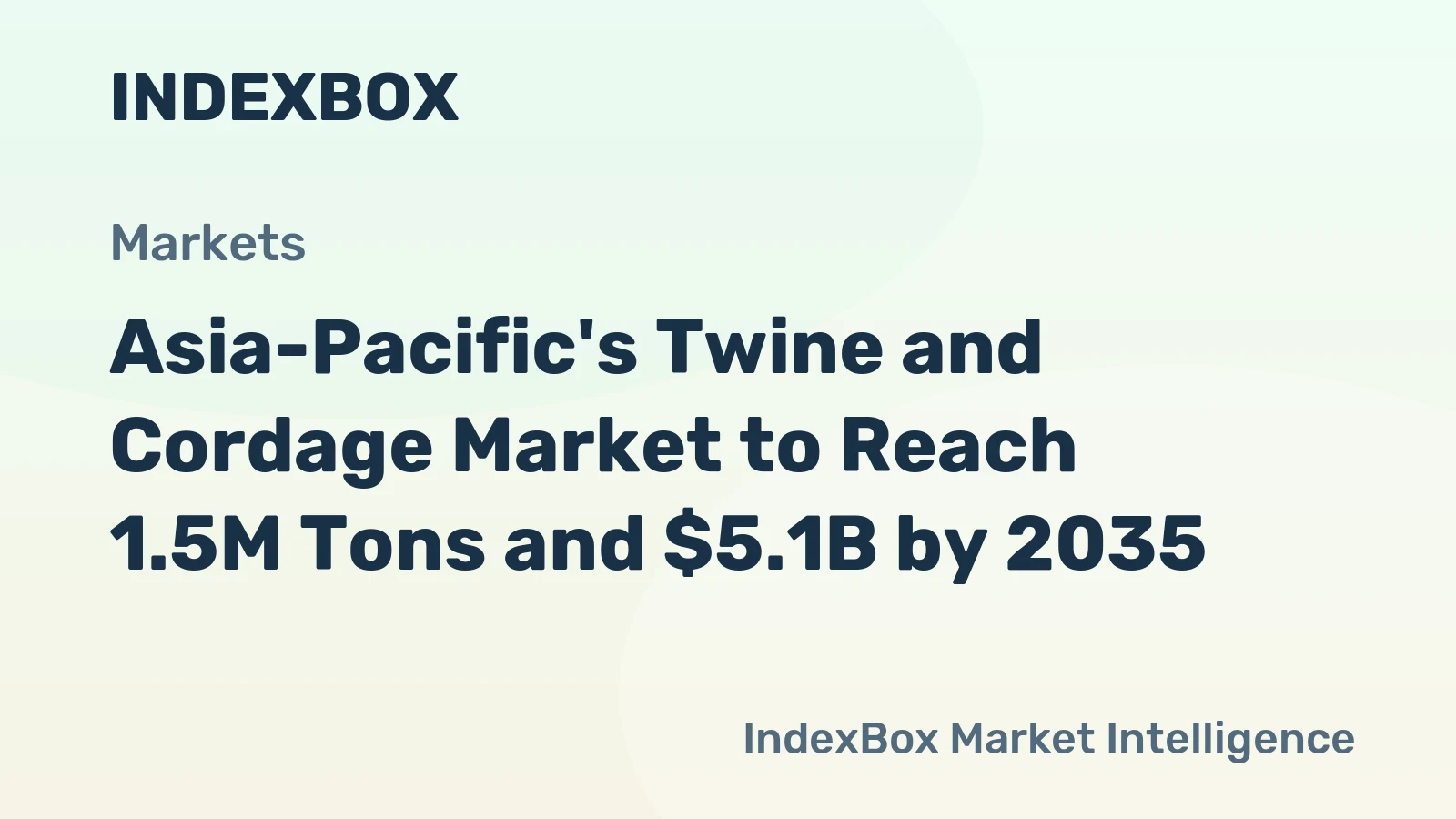 Asia-Pacific's Twine and Cordage Market to Reach 1.5M Tons and $5.1B by 2035
