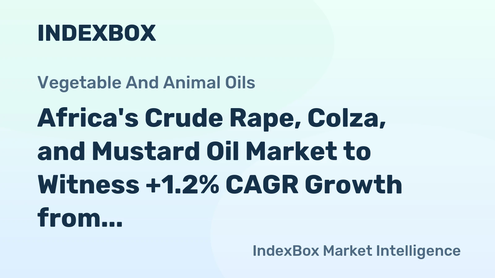 Africa's Crude Rape, Colza, and Mustard Oil Market to Witness +1.2% CAGR Growth from 2024 to 2035