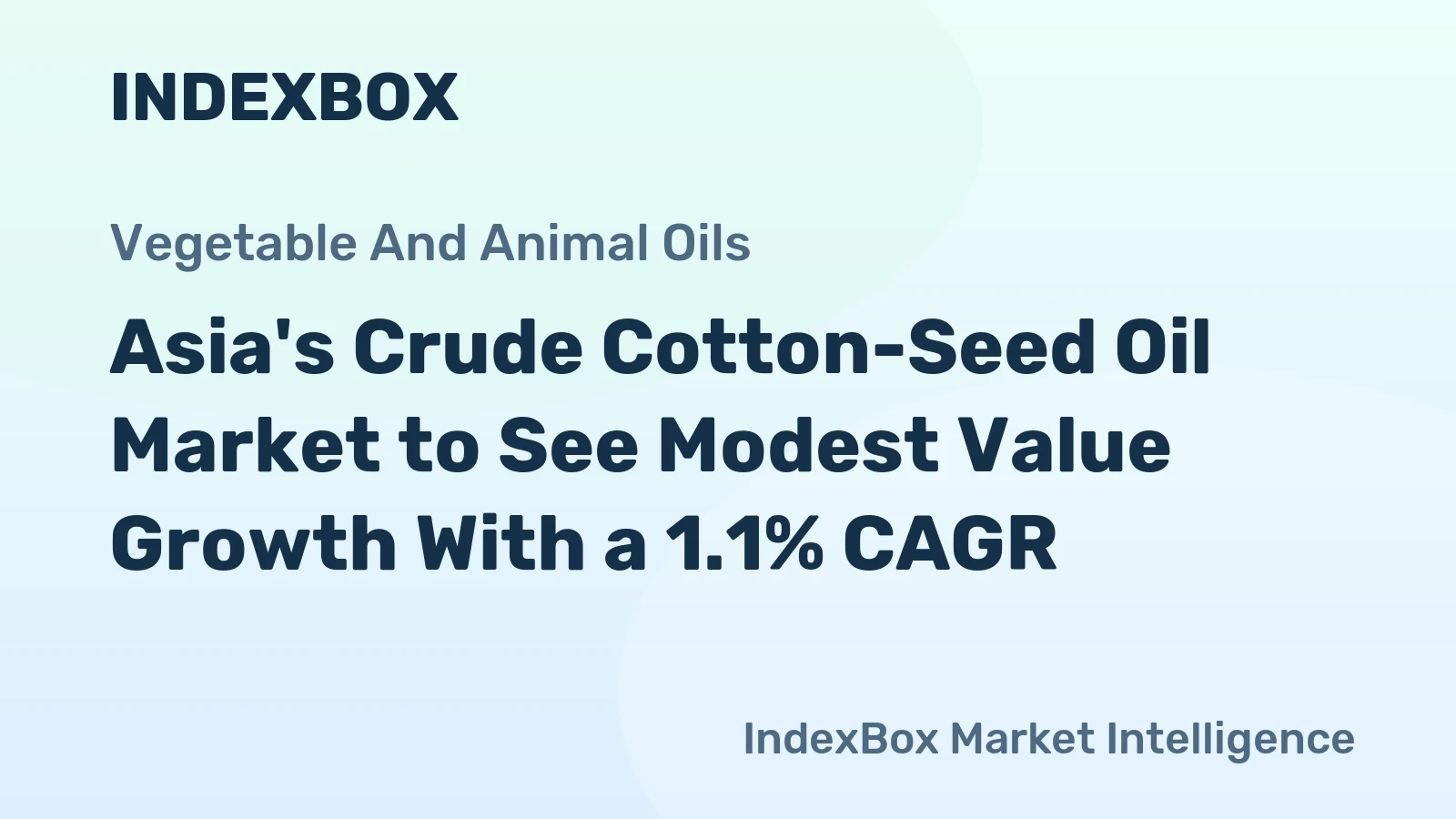 Asia's Crude Cotton-Seed Oil Market to See Modest Value Growth With a 1.1% CAGR
