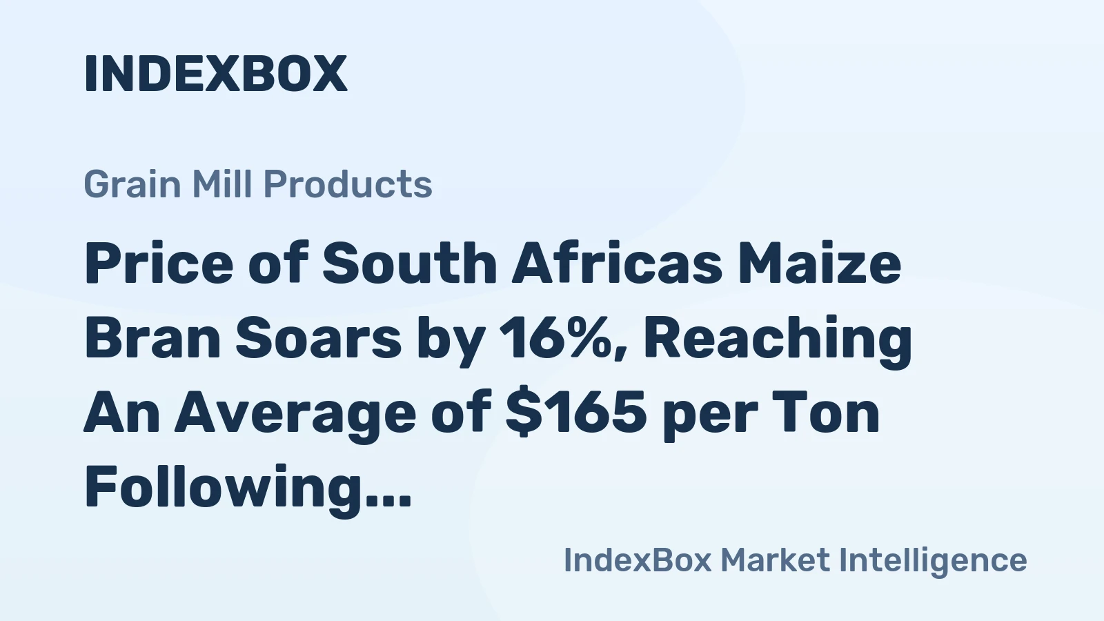 Price of South Africas Maize Bran Soars by 16%, Reaching An Average of $165 per Ton Following Three Months of Continuous Increase