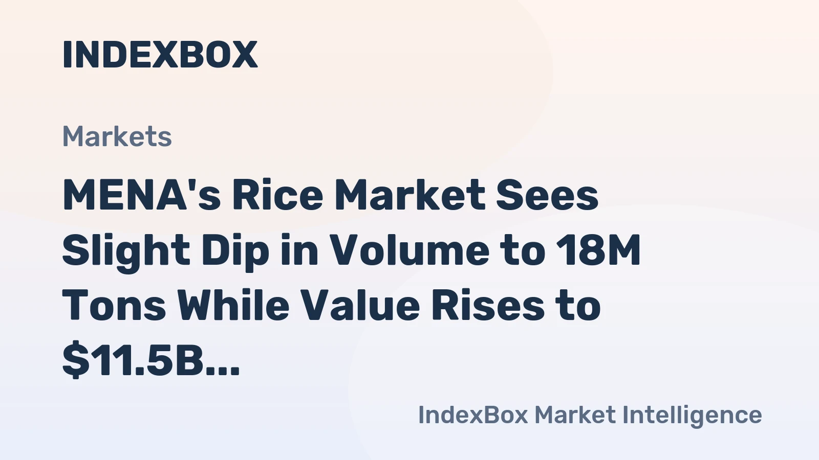 MENA's Rice Market Sees Slight Dip in Volume to 18M Tons While Value Rises to $11.5B