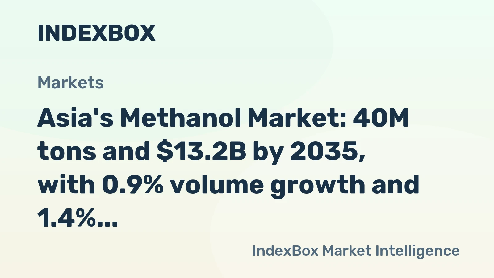 Asia's Methanol Market: 40M tons and $13.2B by 2035, with 0.9% volume growth and 1.4% value growth