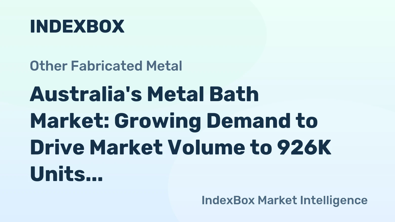 Australia's Metal Bath Market: Growing Demand to Drive Market Volume to 926K Units and Market Value to $3.7M by 2035