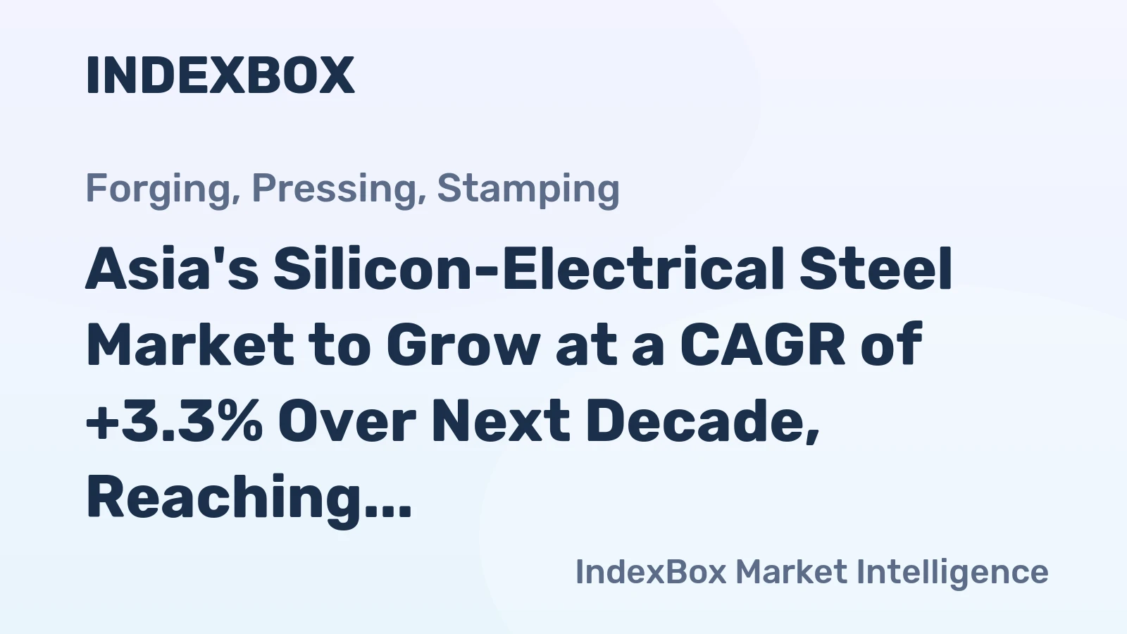 Asia's Silicon-Electrical Steel Market to Grow at a CAGR of +3.3% Over Next Decade, Reaching $65.6B by 2035