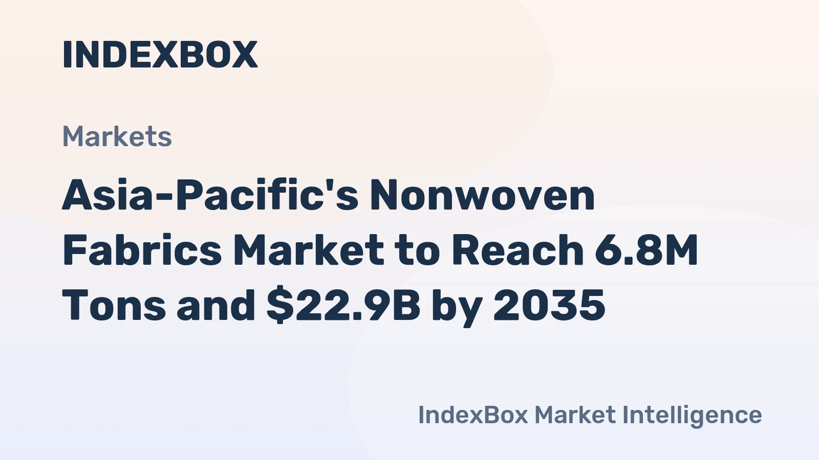 Asia-Pacific's Nonwoven Fabrics Market to Reach 6.8M Tons and $22.9B by 2035