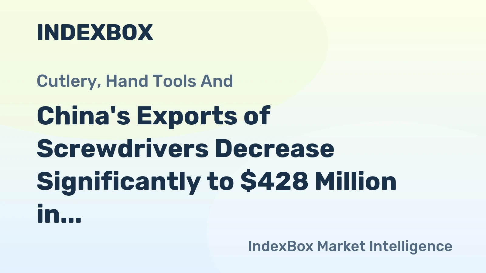 China's Exports of Screwdrivers Decrease Significantly to $428 Million in 2023.