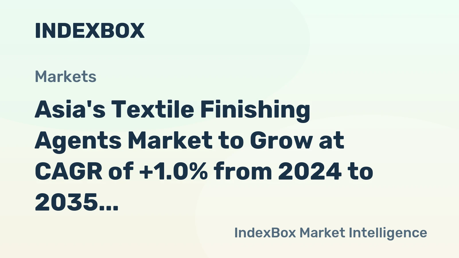 Asia's Textile Finishing Agents Market to Grow at CAGR of +1.0% from 2024 to 2035, Reaching 5.2M Tons