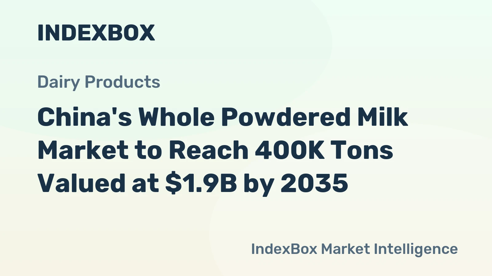 China's Whole Powdered Milk Market to Reach 400K Tons Valued at $1.9B by 2035