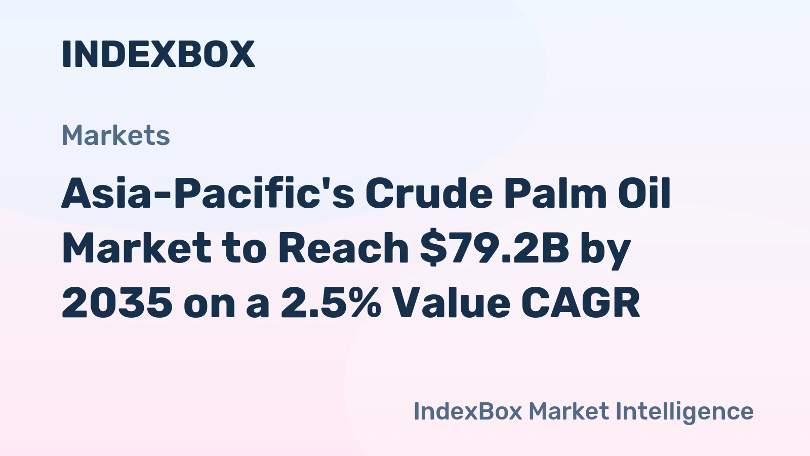 Asia-Pacific's Crude Palm Oil Market to Reach $79.2B by 2035 on a 2.5% Value CAGR
