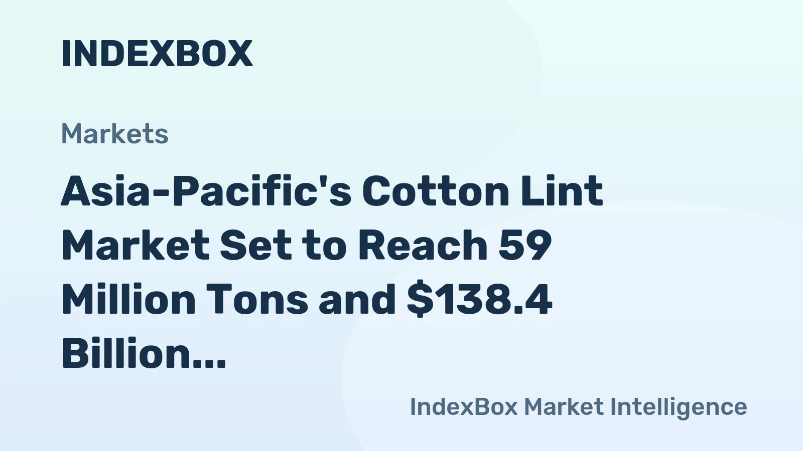 Asia-Pacific's Cotton Lint Market Set to Reach 59 Million Tons and $138.4 Billion by 2035