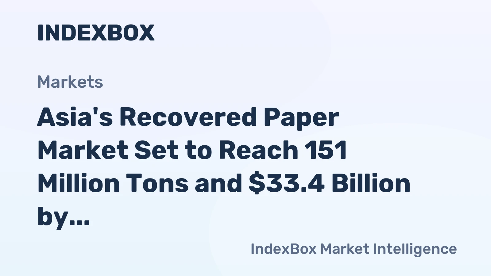 Asia's Recovered Paper Market Set to Reach 151 Million Tons and $33.4 Billion by 2035