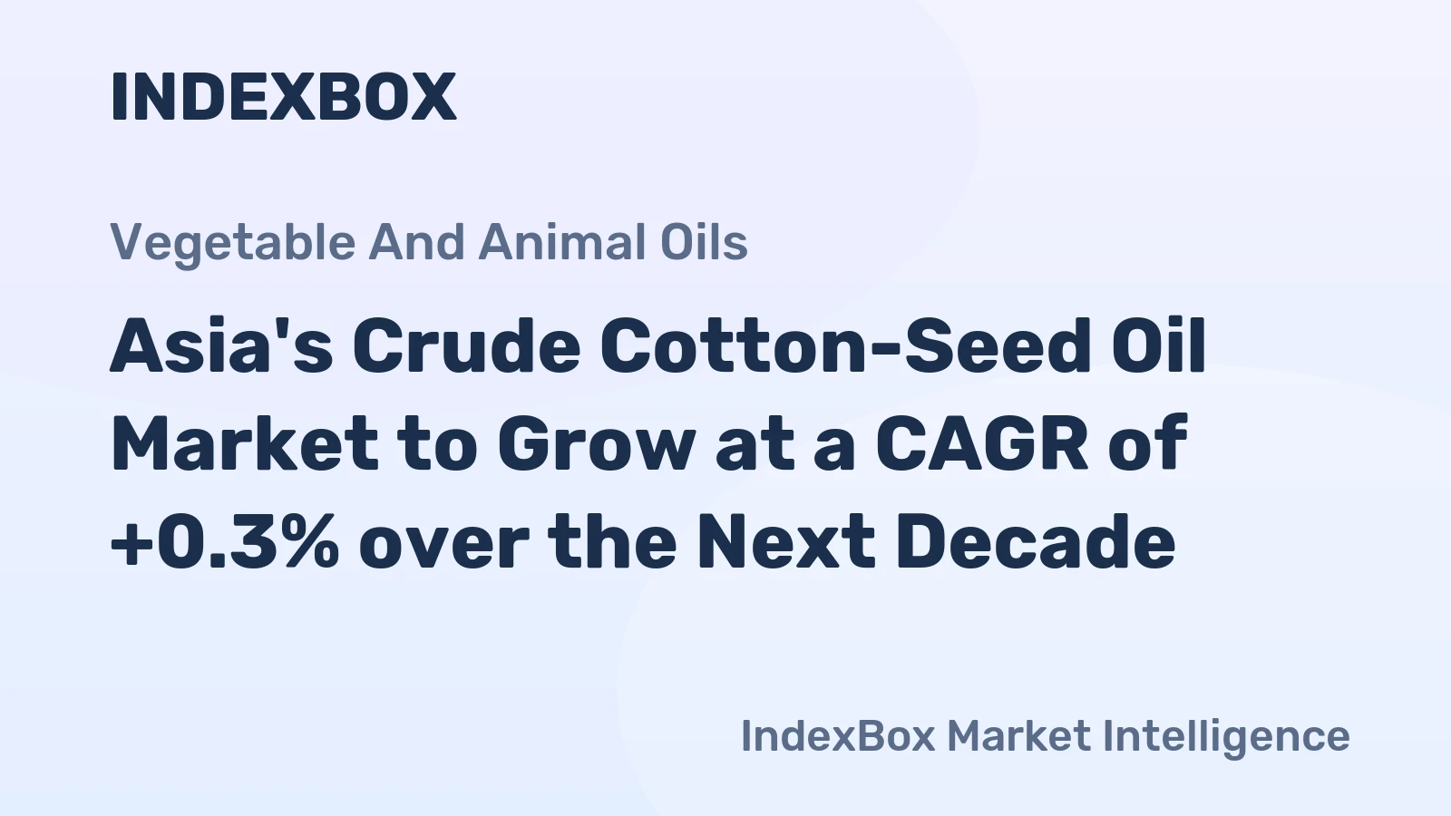 Asia's Crude Cotton-Seed Oil Market to Grow at a CAGR of +0.3% over the Next Decade