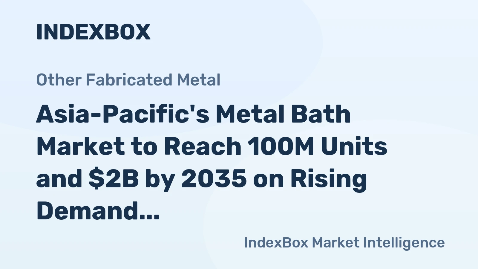 Asia-Pacific's Metal Bath Market to Reach 100M Units and $2B by 2035 on Rising Demand