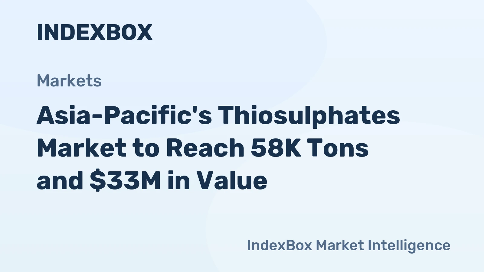 Asia-Pacific's Thiosulphates Market to Reach 58K Tons and $33M in Value