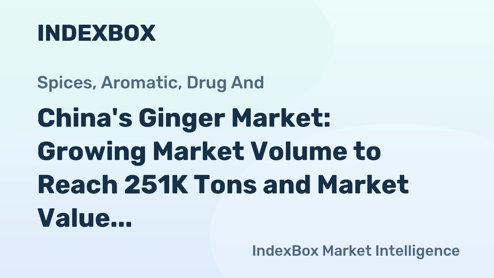 China's Ginger Market: Growing Market Volume to Reach 251K Tons and Market Value to Reach $344M by 2035