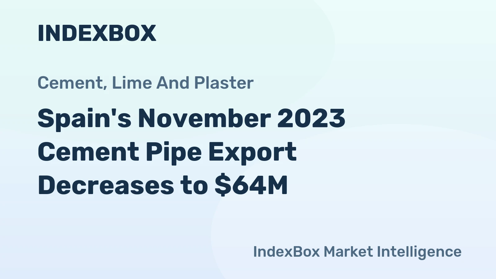 Spain's November 2023 Cement Pipe Export Decreases to $64M