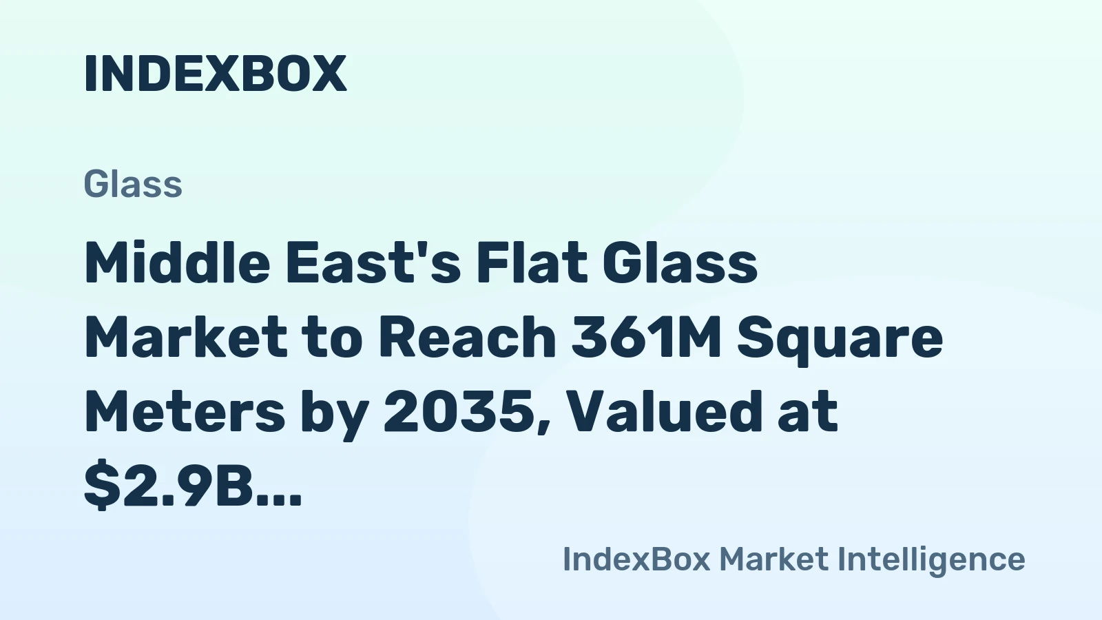 Middle East's Flat Glass Market to Reach 361M Square Meters by 2035, Valued at $2.9B