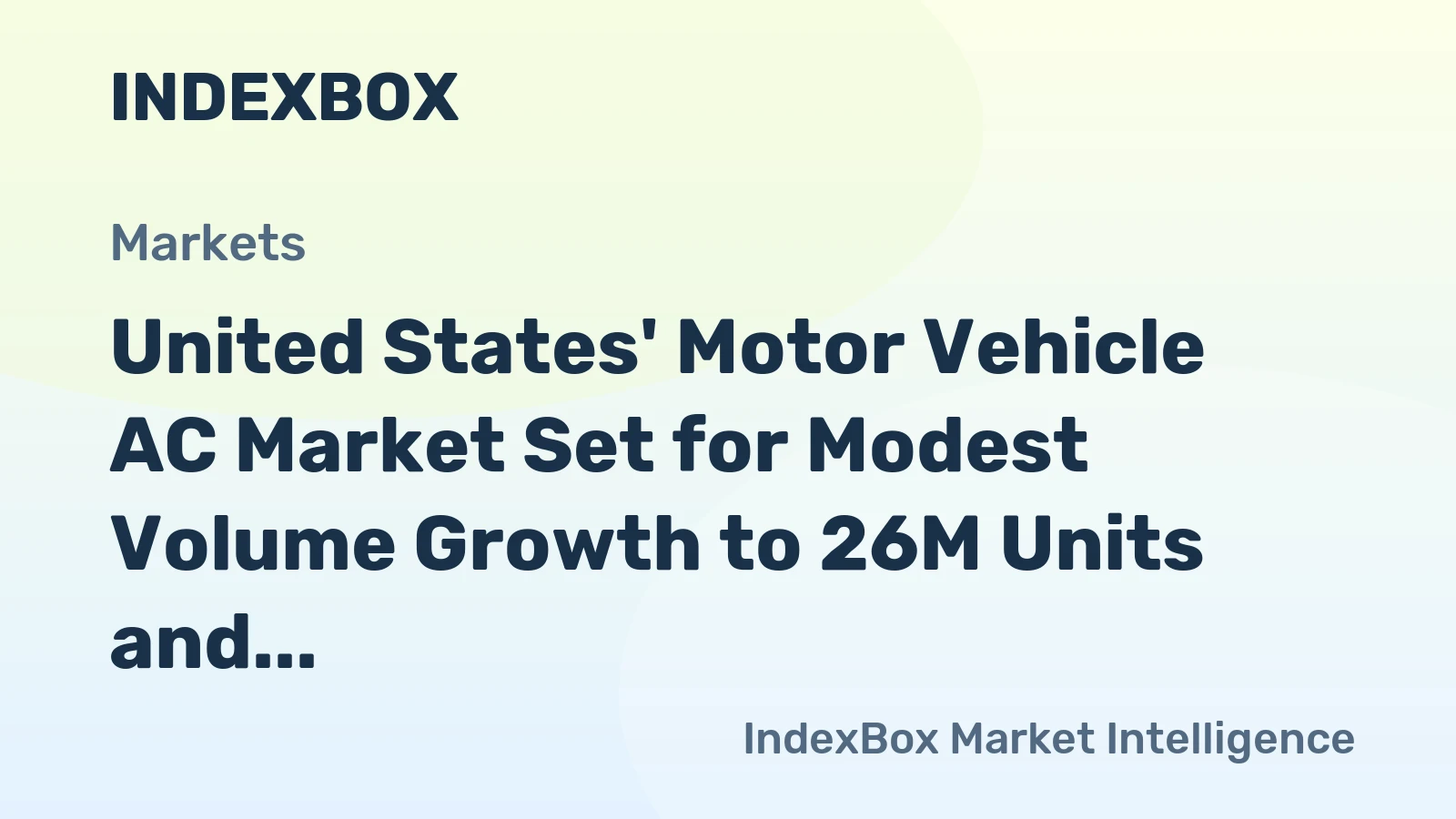 United States' Motor Vehicle AC Market Set for Modest Volume Growth to 26M Units and $5.9B Value by 2035