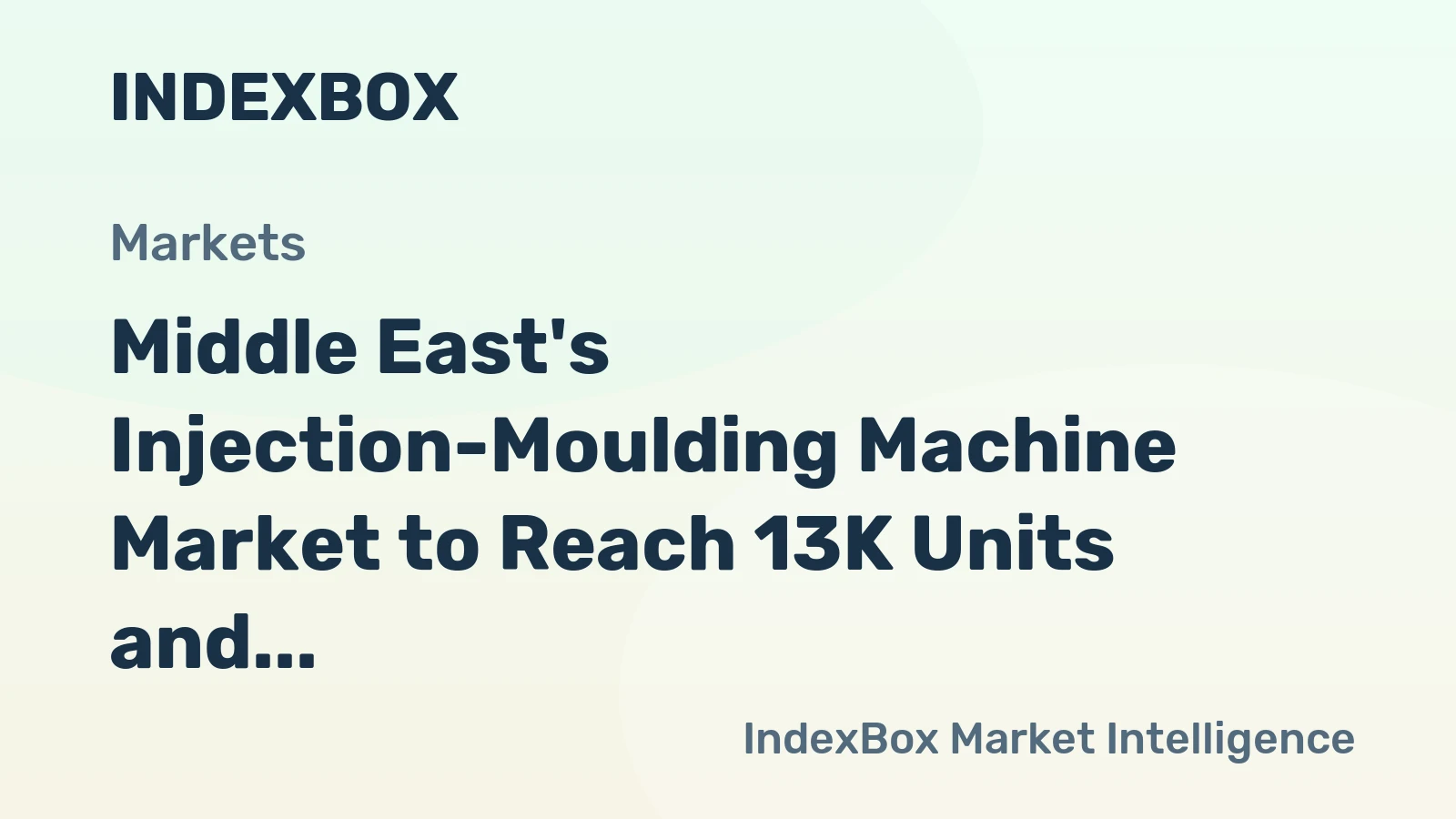 Middle East's Injection-Moulding Machine Market to Reach 13K Units and $777M by 2035