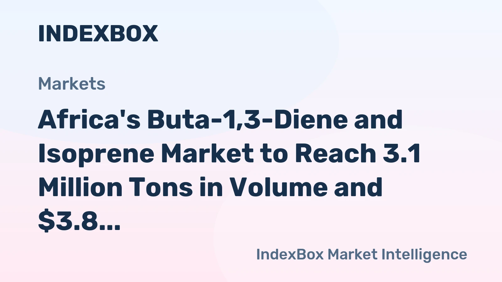 Africa's Buta-1,3-Diene and Isoprene Market to Reach 3.1 Million Tons in Volume and $3.8 Billion in Value