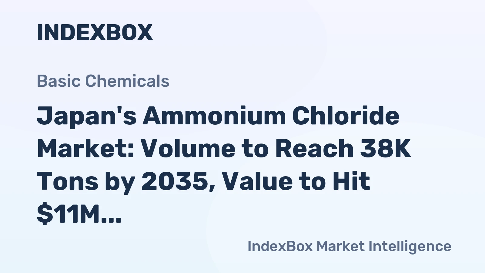 Japan's Ammonium Chloride Market: Volume to Reach 38K Tons by 2035, Value to Hit $11M