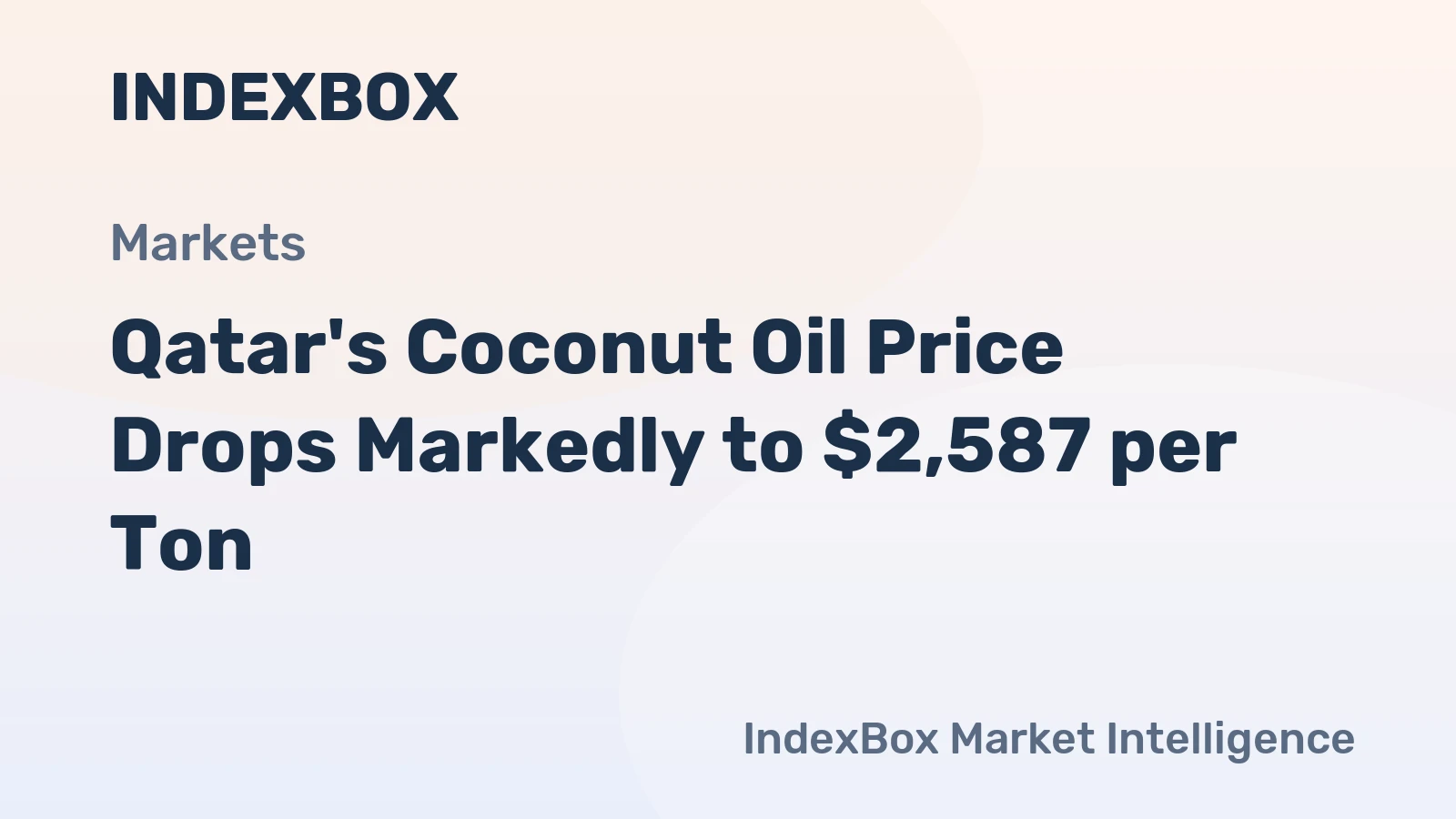 Qatar's Coconut Oil Price Drops Markedly to $2,587 per Ton