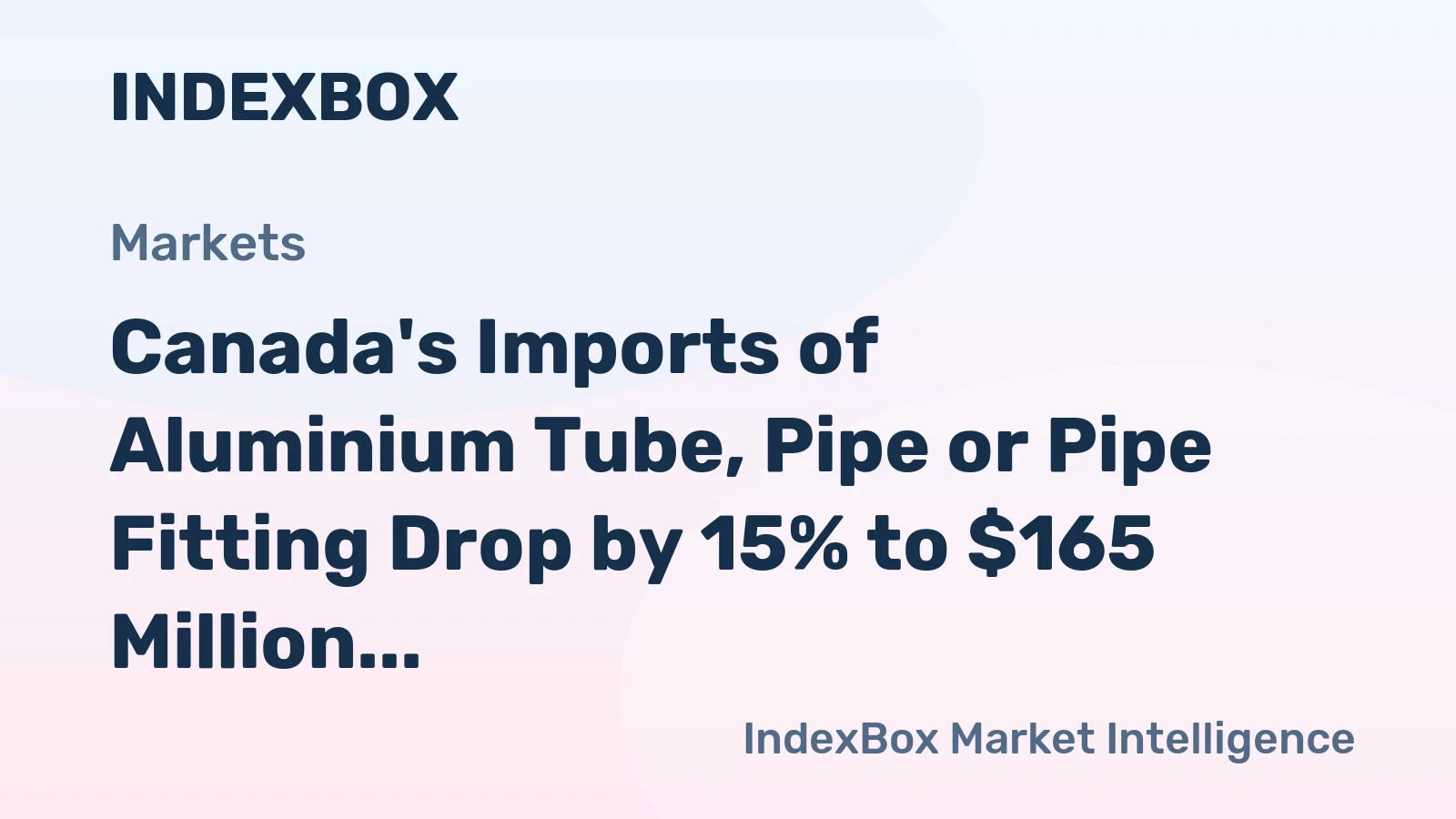 Canada's Imports of Aluminium Tube, Pipe or Pipe Fitting Drop by 15% to $165 Million in 2024