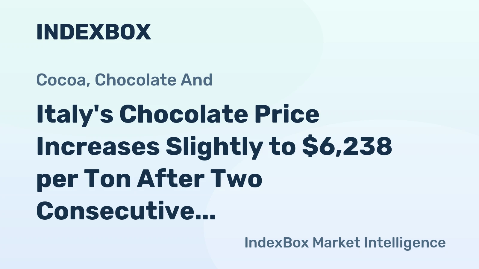 Italy's Chocolate Price Increases Slightly to $6,238 per Ton After Two Consecutive Months of Growth