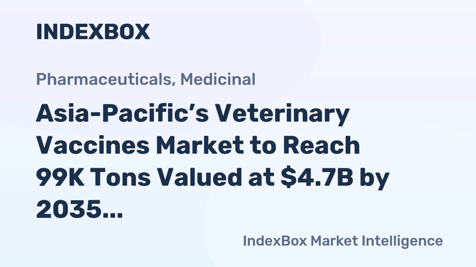 Asia-Pacific’s Veterinary Vaccines Market to Reach 99K Tons Valued at $4.7B by 2035