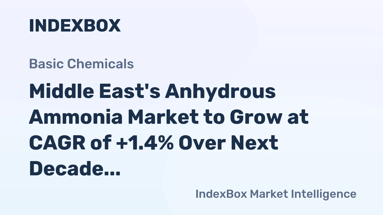 Middle East's Anhydrous Ammonia Market to Grow at CAGR of +1.4% Over Next Decade, Reaching $11.3B by 2035