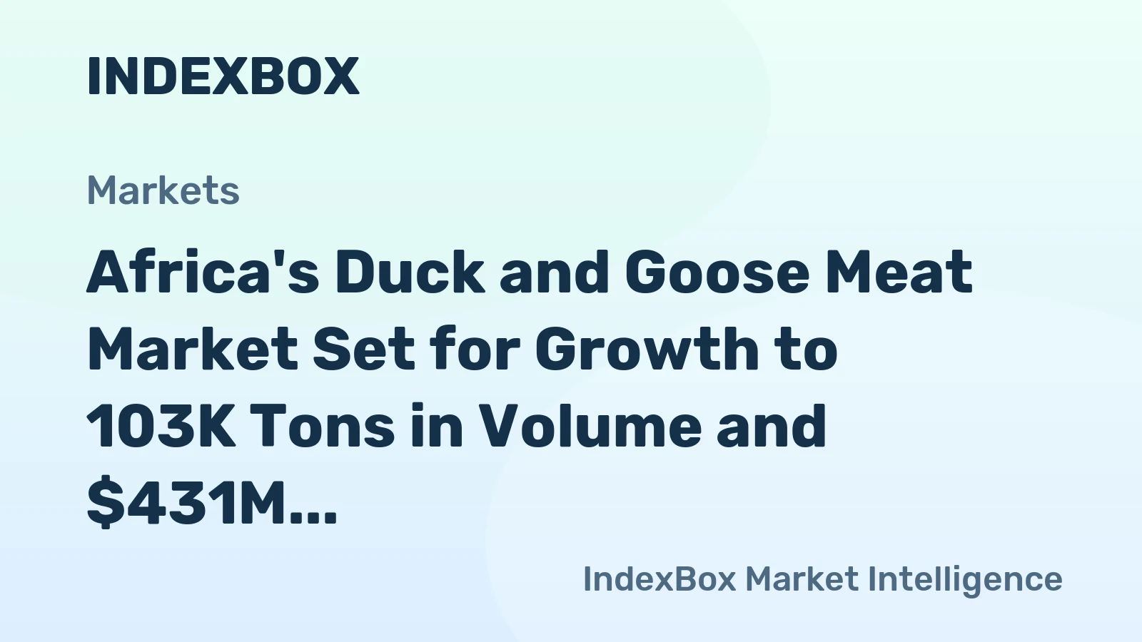 Africa's Duck and Goose Meat Market Set for Growth to 103K Tons in Volume and $431M in Value