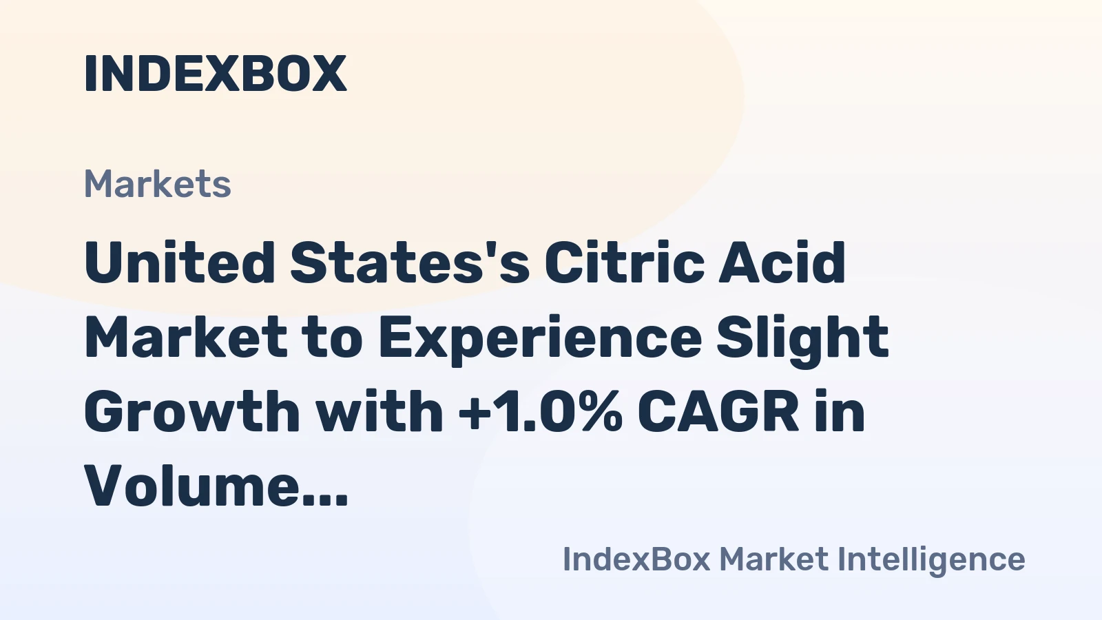 United States's Citric Acid Market to Experience Slight Growth with +1.0% CAGR in Volume and +4.1% CAGR in Value through 2035