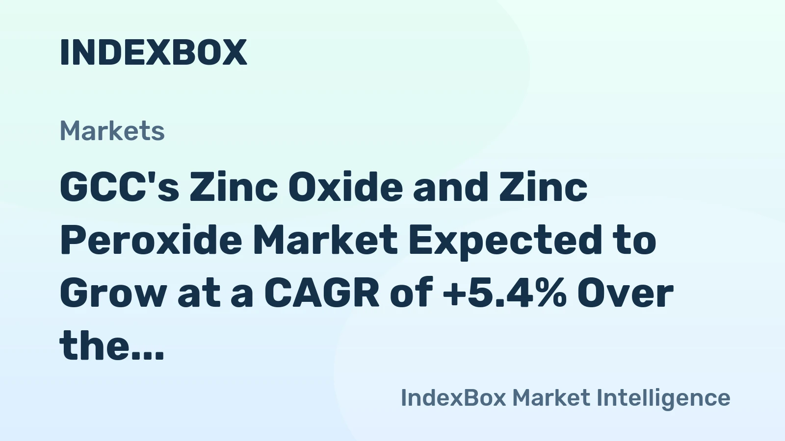 GCC's Zinc Oxide and Zinc Peroxide Market Expected to Grow at a CAGR of +5.4% Over the Next Decade, Reaching $160M by 2035