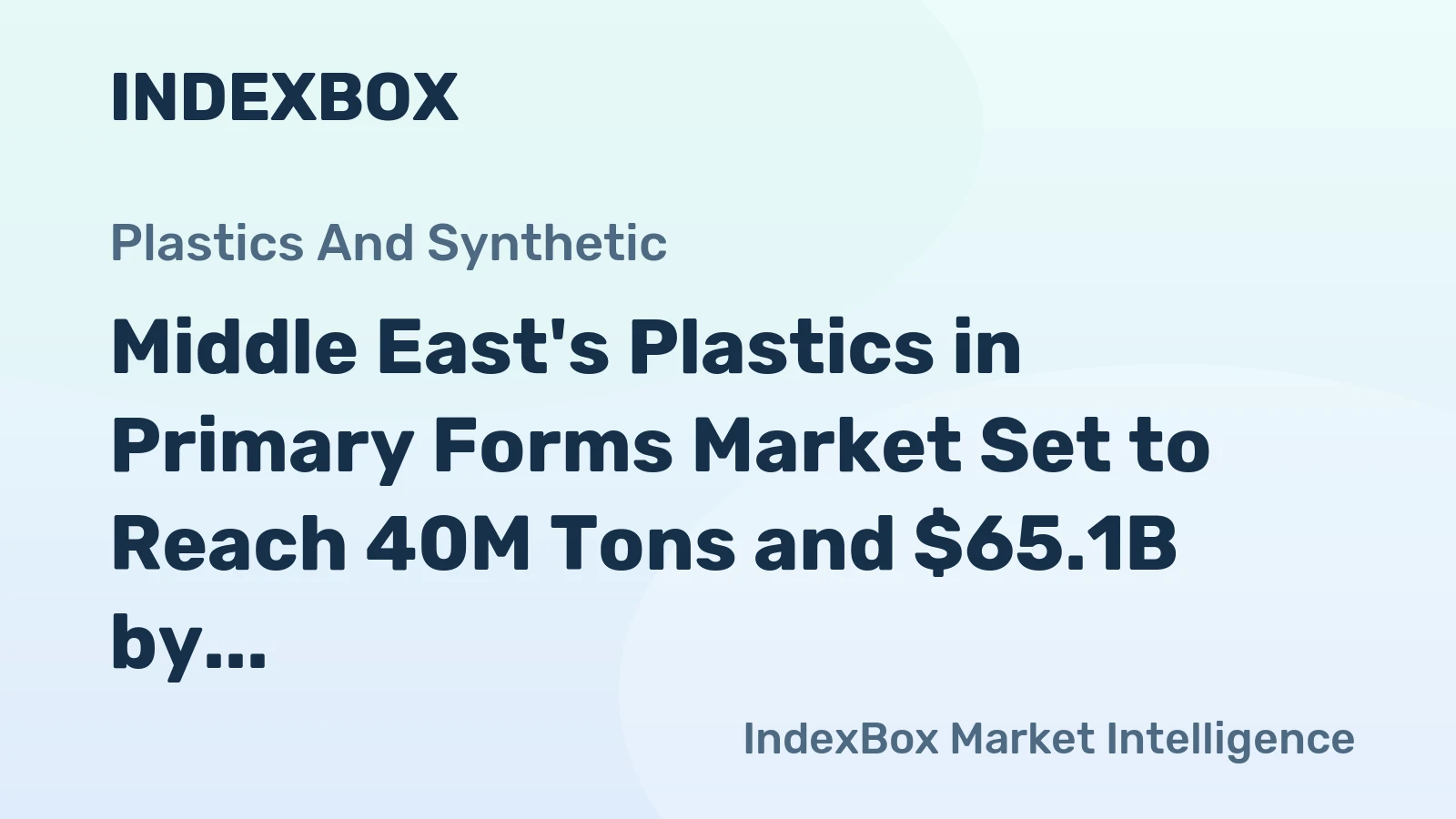 Middle East's Plastics in Primary Forms Market Set to Reach 40M Tons and $65.1B by 2035