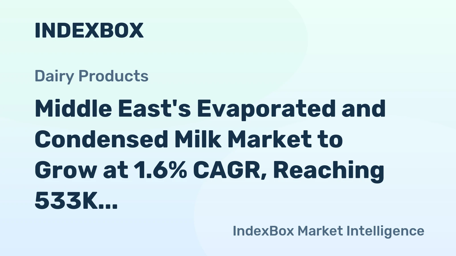 Middle East's Evaporated and Condensed Milk Market to Grow at 1.6% CAGR, Reaching 533K Tons by 2035