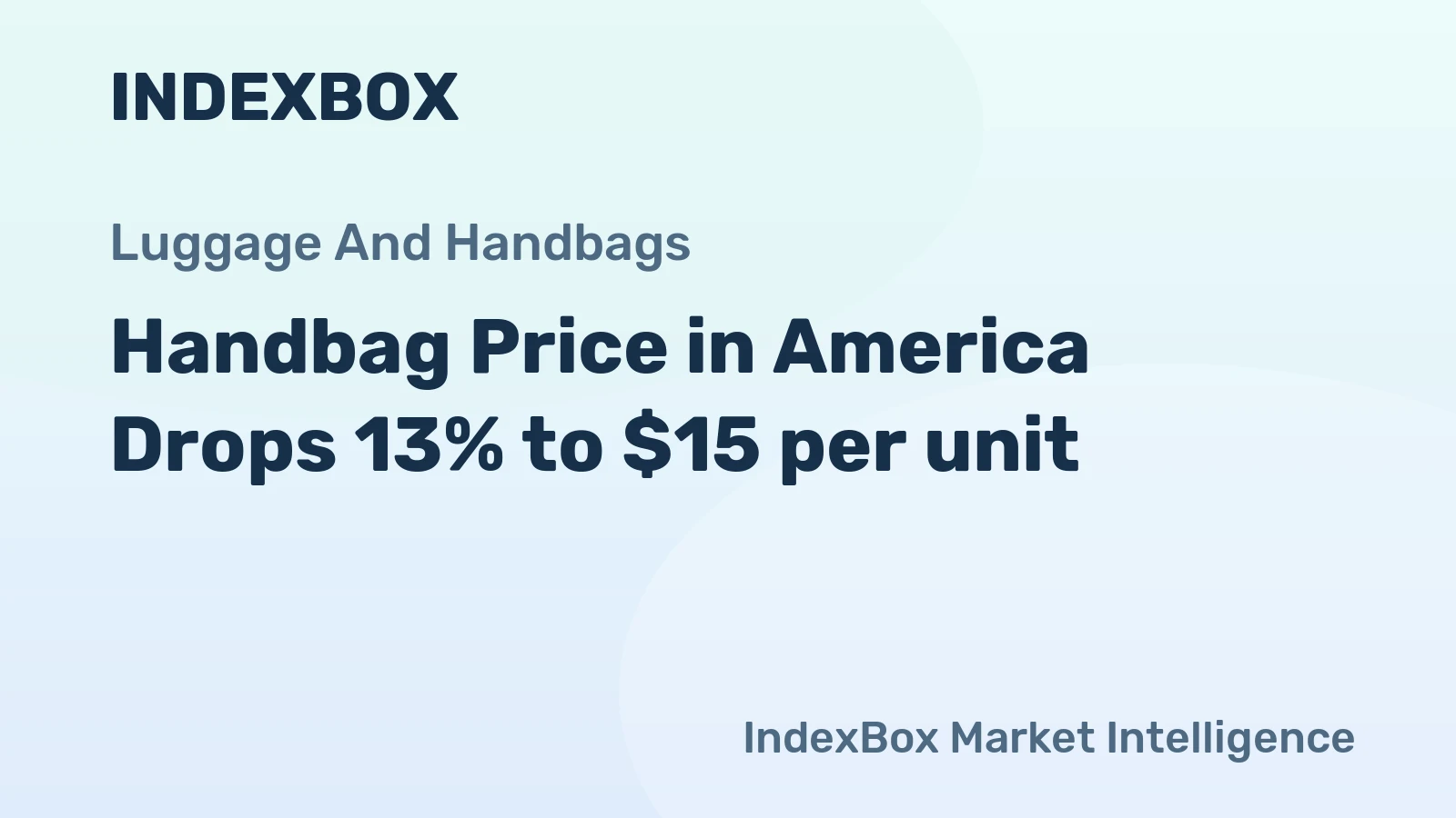 Handbag Price in America Drops 13% to $15 per unit