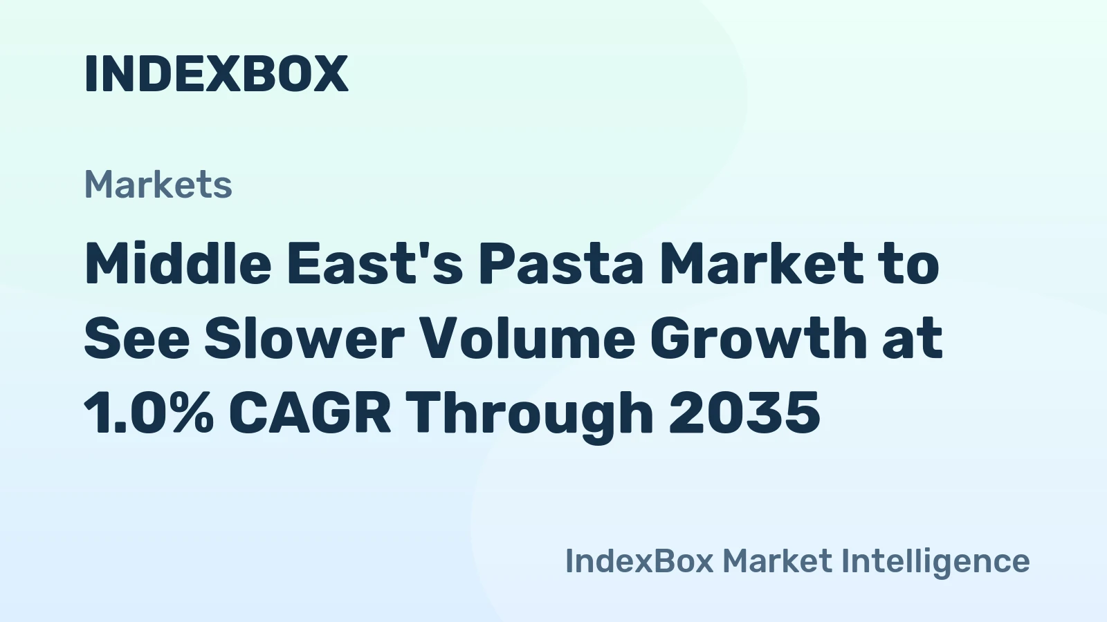 Middle East's Pasta Market to See Slower Volume Growth at 1.0% CAGR Through 2035