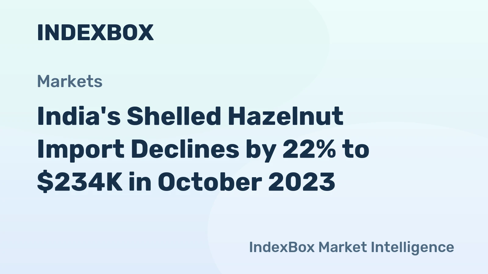 India's Shelled Hazelnut Import Declines by 22% to $234K in October 2023