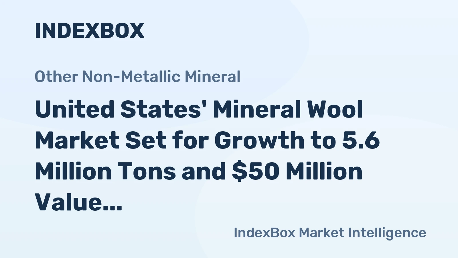 United States' Mineral Wool Market Set for Growth to 5.6 Million Tons and $50 Million Value