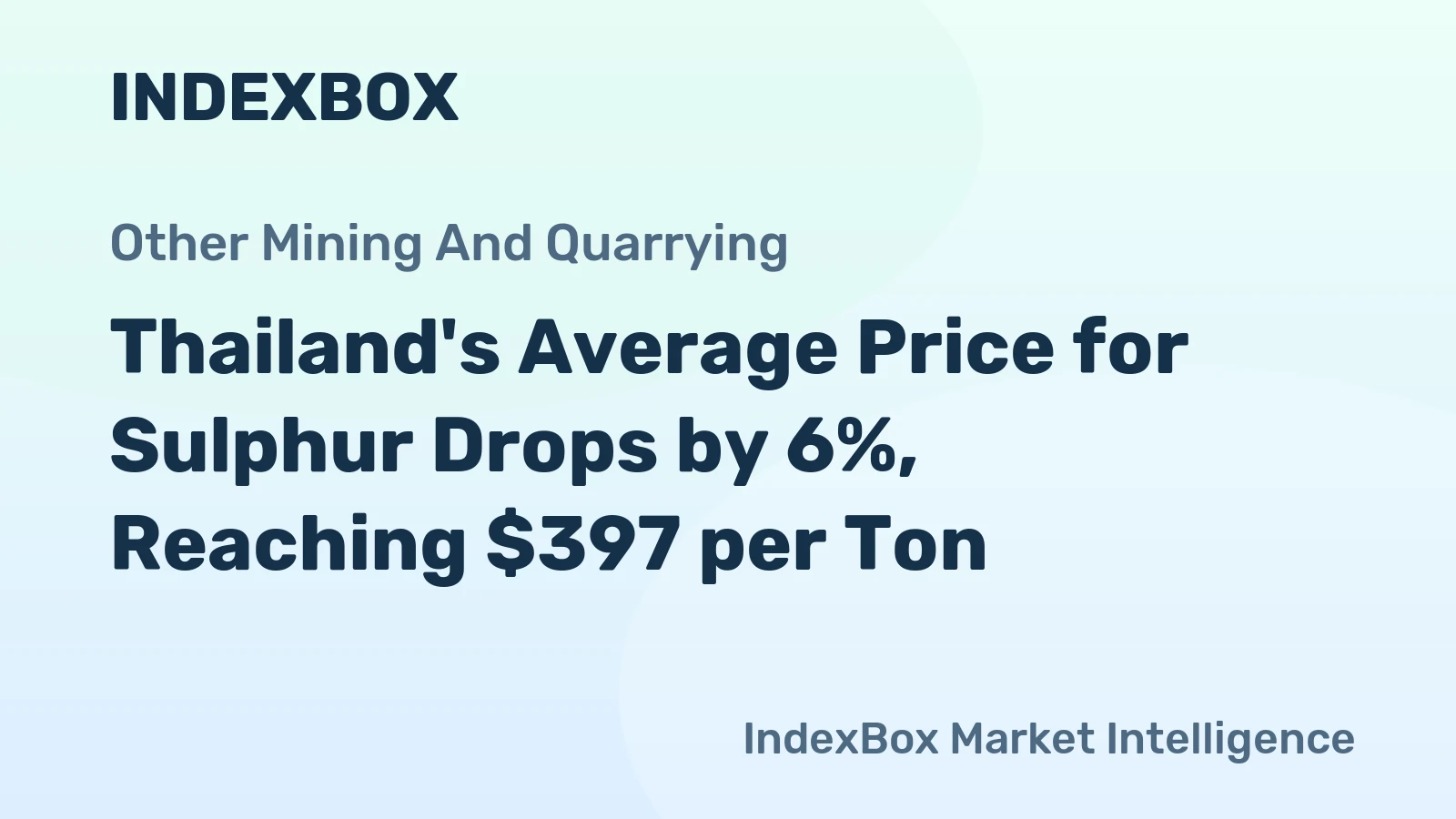 Thailand's Average Price for Sulphur Drops by 6%, Reaching $397 per Ton