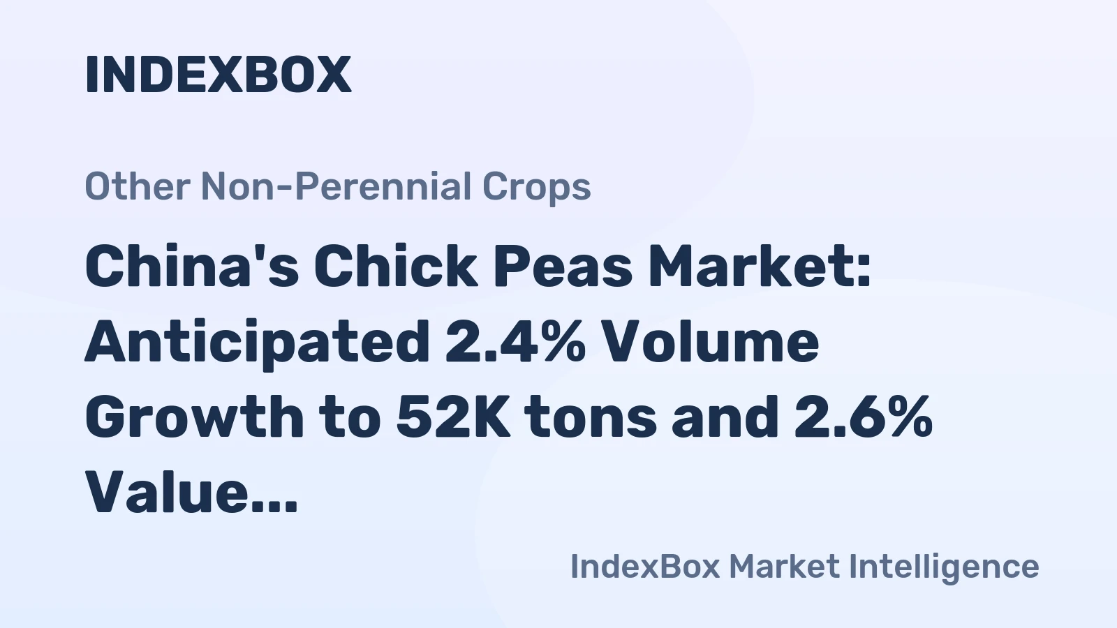 China's Chick Peas Market: Anticipated 2.4% Volume Growth to 52K tons and 2.6% Value Growth to $58M by 2035