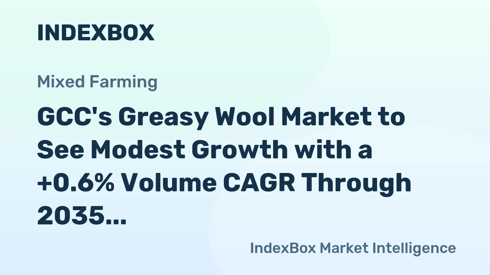 GCC's Greasy Wool Market to See Modest Growth with a +0.6% Volume CAGR Through 2035