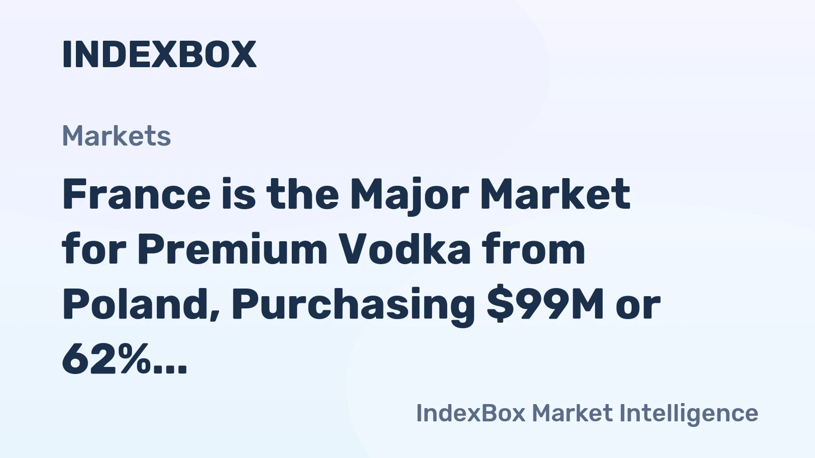 France is the Major Market for Premium Vodka from Poland, Purchasing $99M or 62% of Its Total Exports