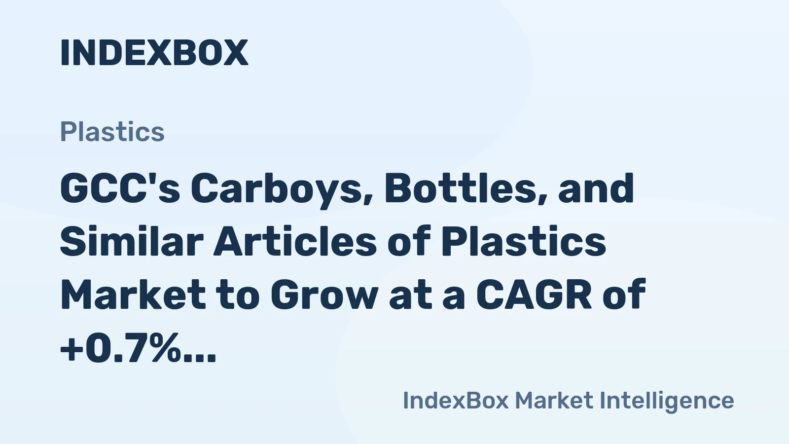 GCC's Carboys, Bottles, and Similar Articles of Plastics Market to Grow at a CAGR of +0.7% through 2035