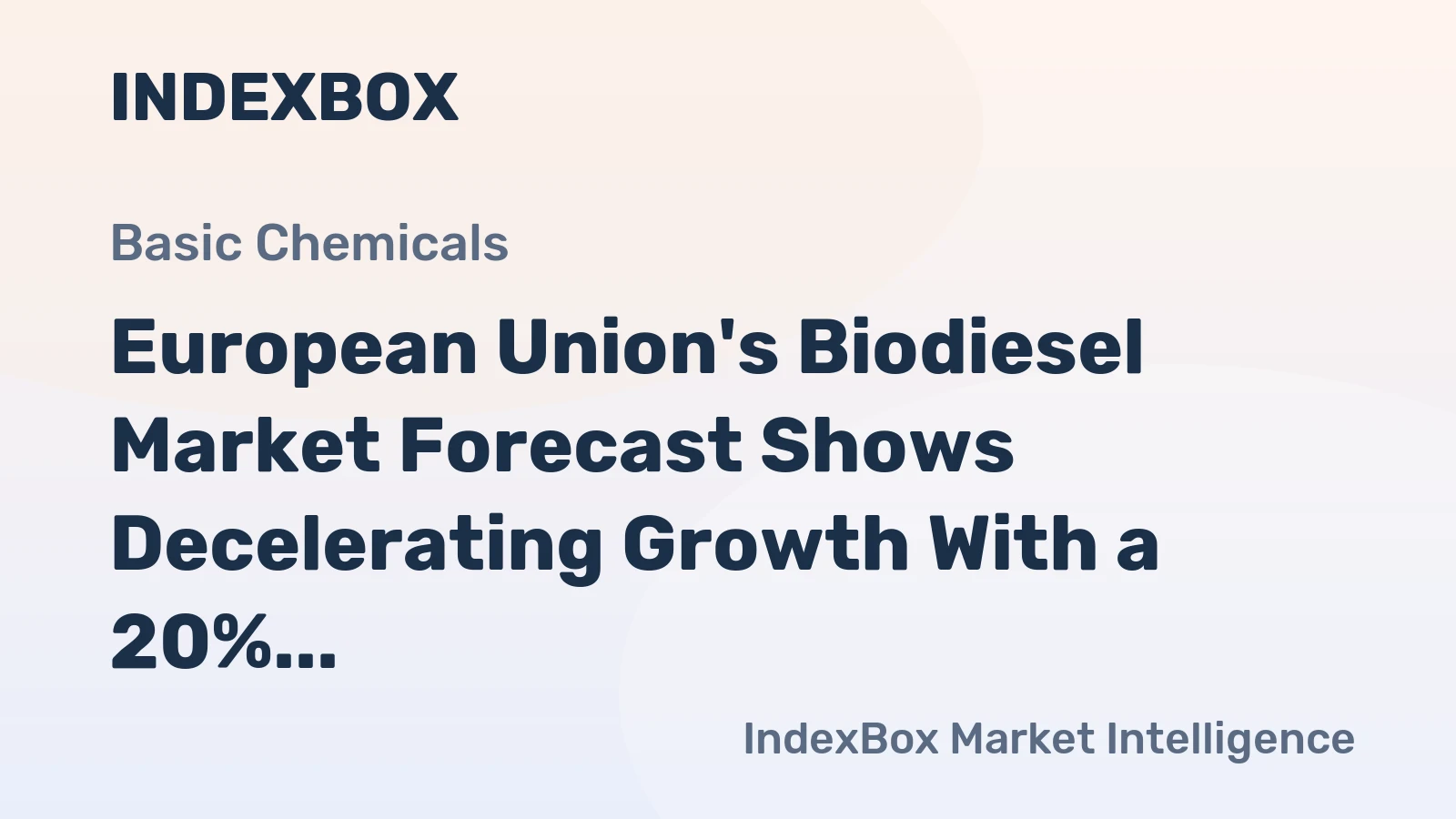 European Union's Biodiesel Market Forecast Shows Decelerating Growth With a 20% Value CAGR
