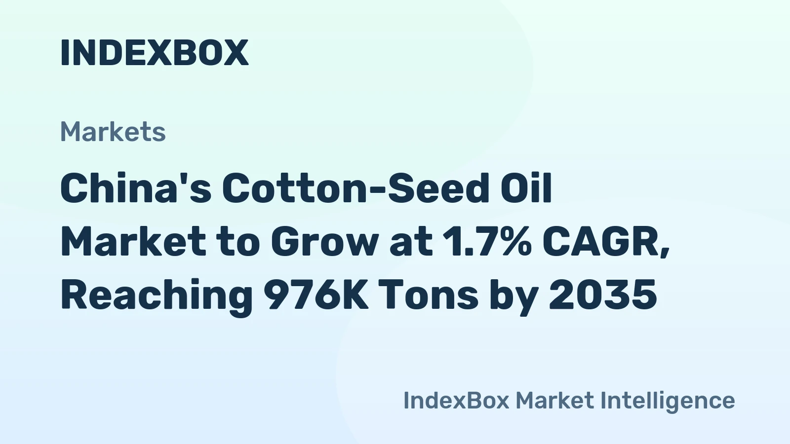 China's Cotton-Seed Oil Market to Grow at 1.7% CAGR, Reaching 976K Tons by 2035