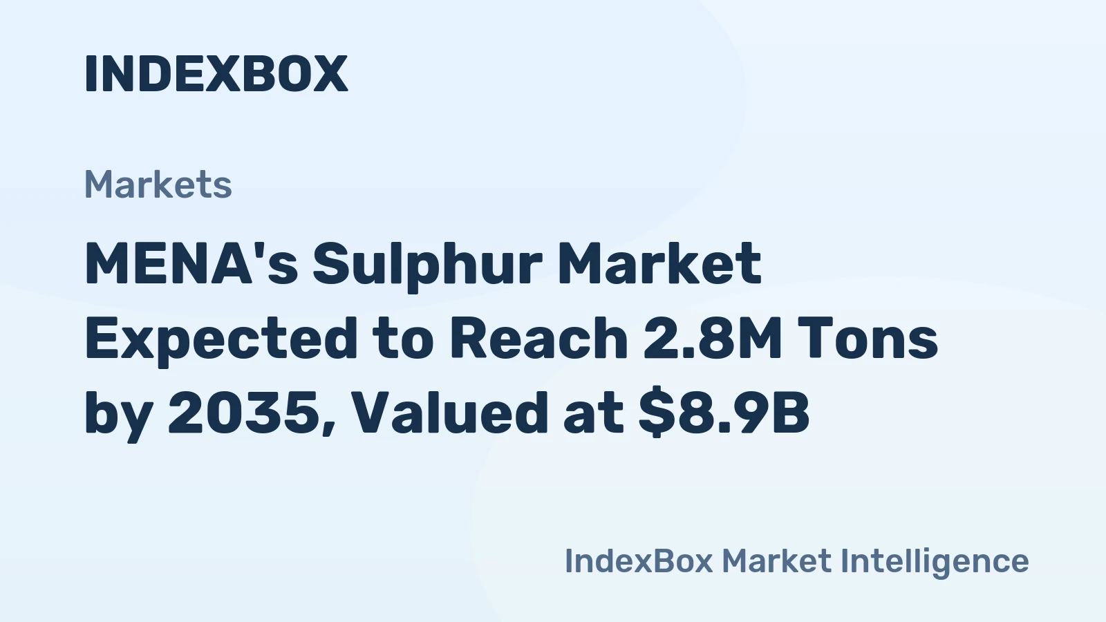 MENA's Sulphur Market Expected to Reach 2.8M Tons by 2035, Valued at $8.9B