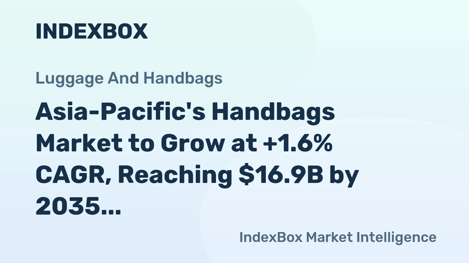 Asia-Pacific's Handbags Market to Grow at +1.6% CAGR, Reaching $16.9B by 2035