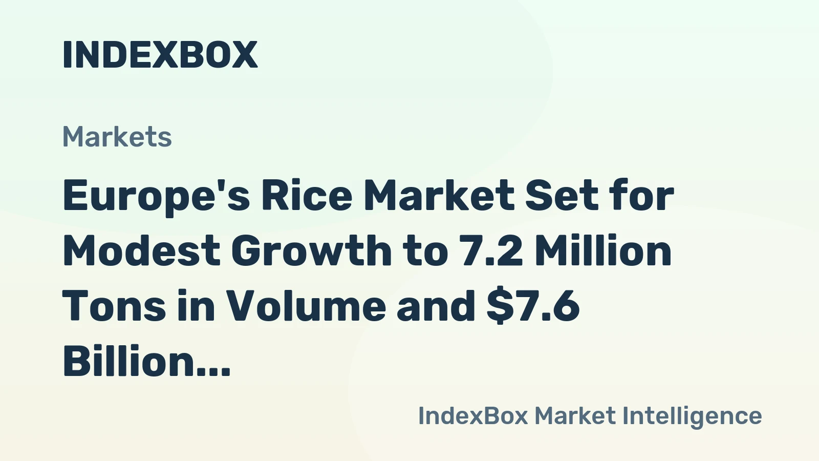 Europe's Rice Market Set for Modest Growth to 7.2 Million Tons in Volume and $7.6 Billion in Value by 2035