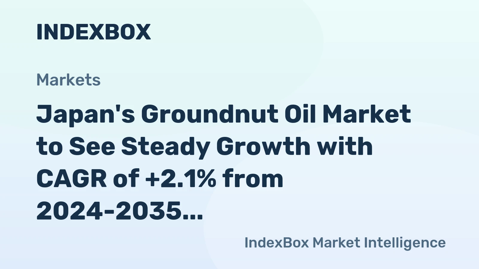 Japan's Groundnut Oil Market to See Steady Growth with CAGR of +2.1% from 2024-2035